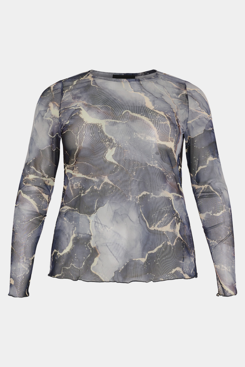 Mesh bluse fra No. 1 by Ox med smuk print – Happy Eve
